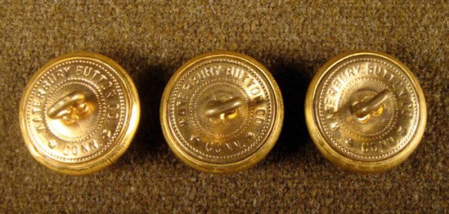 3 Civil War Orig Gilt Naval Buttons Waterbury : Lot 490023