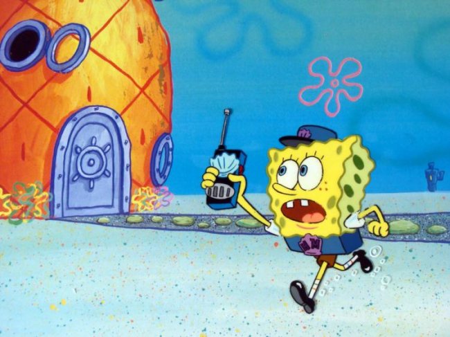 Orig SpongeBob Hall Monitor Production Cel & Background : Lot 220010