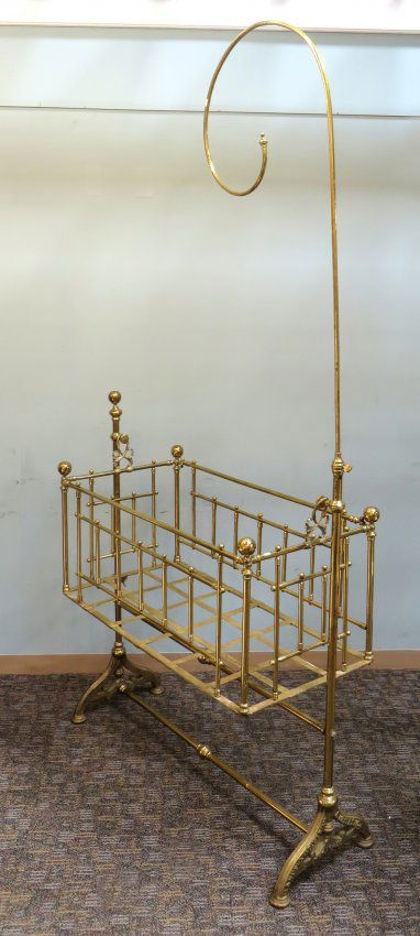 Antique Brass Baby Crib : Lot 181