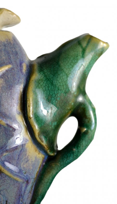 420: Pitcher, with frog lid, Majolica : Lot 420