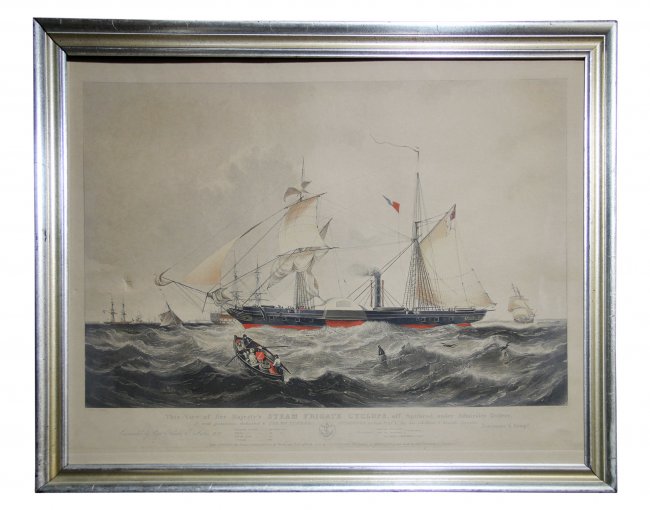 Steam Frigate Cyclops, Engraving, Early 19th C. : Lot 323