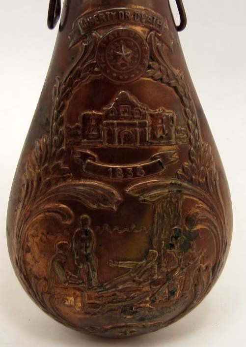 STATE OF TEXAS LIBERTY OR DEATH GUN POWDER FLASK : Lot 19