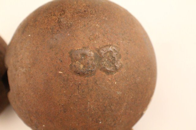 CIVIL WAR CAST IRON NAVAL CHAIN-SHOT CANNON BALLS : Lot 25729