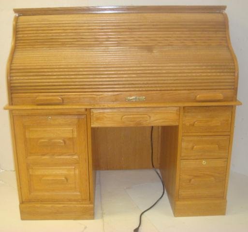 WINNERS ONLY Oak Rolltop Computer Desk: : Lot 259