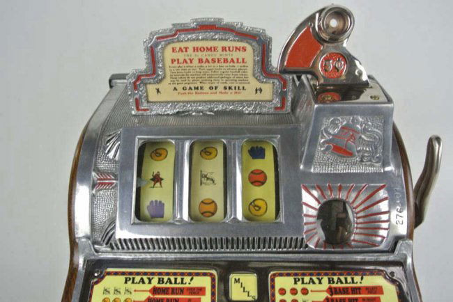 1929 MILLS BASEBALL NICKEL SLOT MACHINE : Lot 143