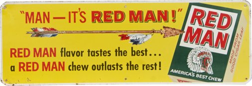 Lot of 2 Red Man Chewing Tobacco Tin Signs: : Lot 1312