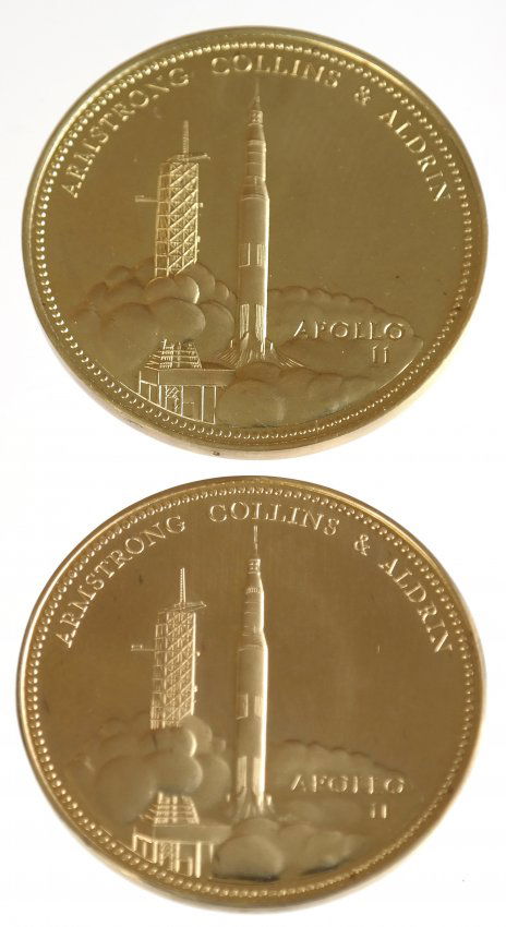 Two U.S. 1969 Apollo XI Gold Medals : Lot 17