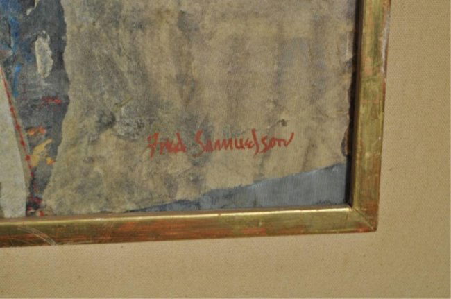 FRED SAMUELSON ABSTRACT COLLAGE PAINTING : Lot 7