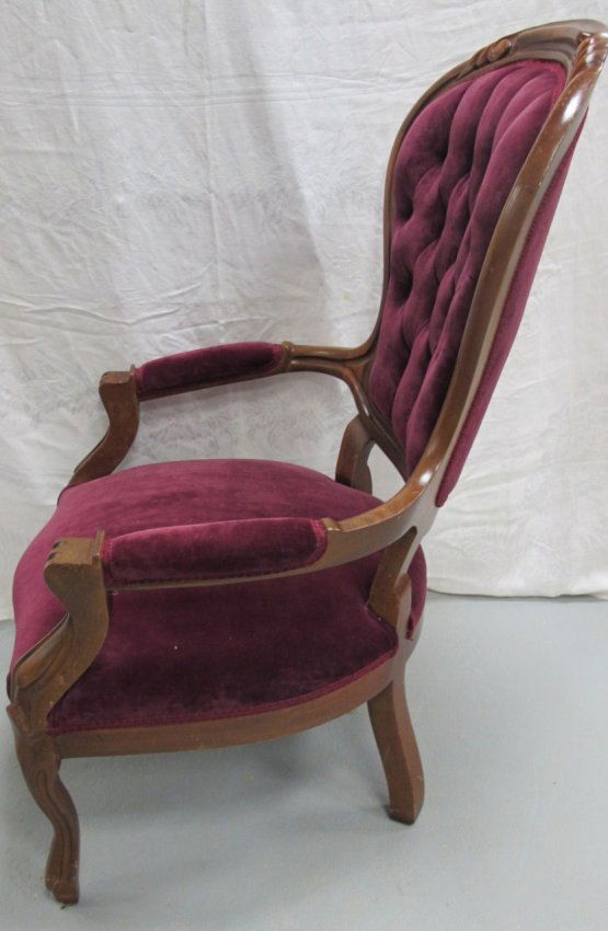 Victorian Side Chair & Victorian Red Velvet Arm Chair : Lot 26