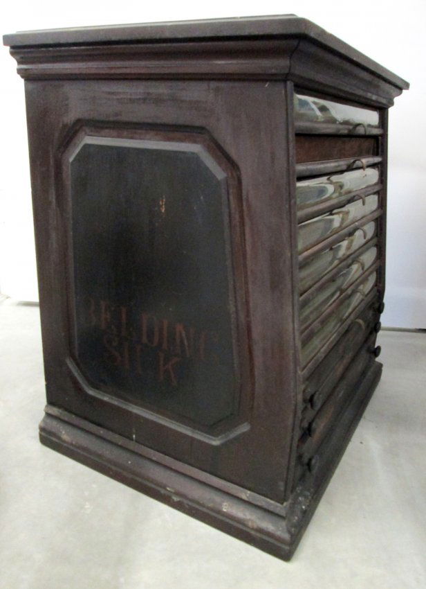 ANTIQUE BELDING SILK SPOOL CABINET : Lot 74A