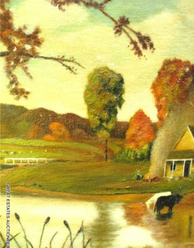 JOSEPH DELANEY - UPSTATE N.Y. or VT FOLK PAINTING : Lot 2086