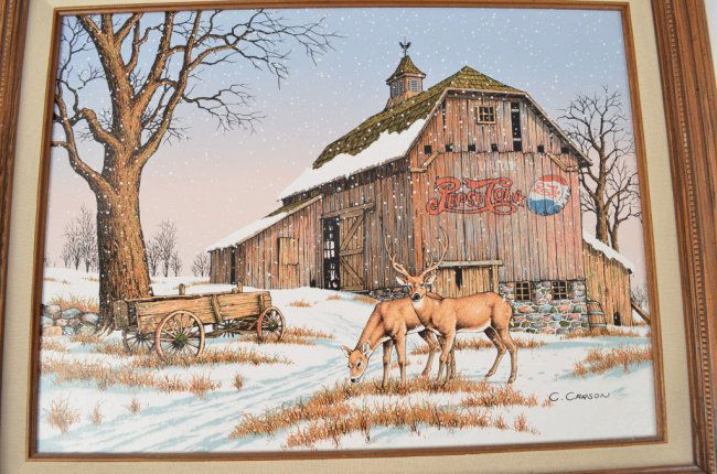 C. Carson Oil On Canvas Pepsi Cola Painting : Lot 225