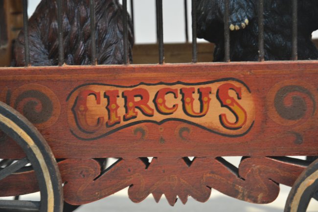 ELEPHANT PULLING CIRCUS WAGON WITH CLOWN : Lot 16