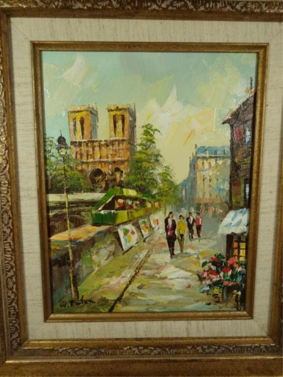 W. EATON PAINTING ON CANVAS, PARIS CITY SCENE, SIGNED : Lot 12