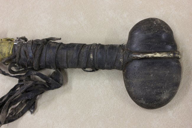 Antique American Indian stone war club : Lot 163