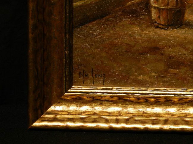 Sheep Farm Oil on Canvas by Nic Lenz : Lot 128