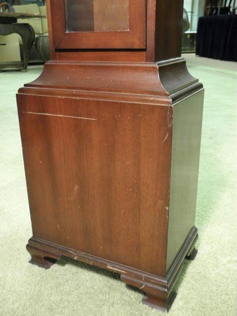 JOHN WANAMAKER MAHOGANY FINISH GRANDMOTHER CLOCK : Lot 426