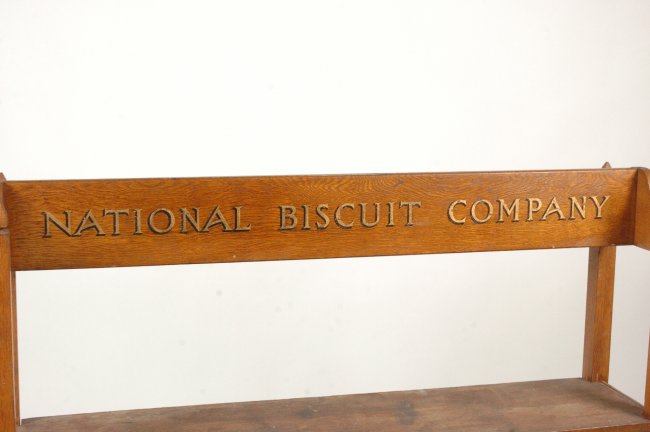 NATIONAL BISCUIT COMPANY OAK ADVERTISING DISPLAY SHELF : Lot 104