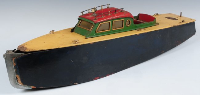 1930s ORKIN CRAFT MASONITE HULL CABIN CRUISER TOY BOAT : Lot 116
