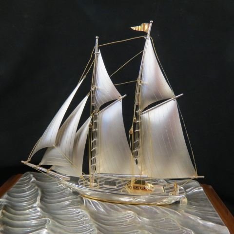 Sterling Silver Sailing Ship Model, : Lot 818A