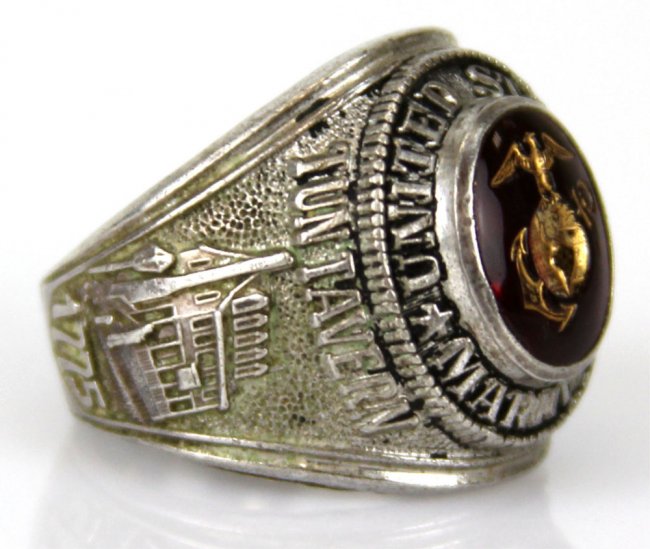 WWII STERLING CREST CRAFT USMC RING : Lot 5048