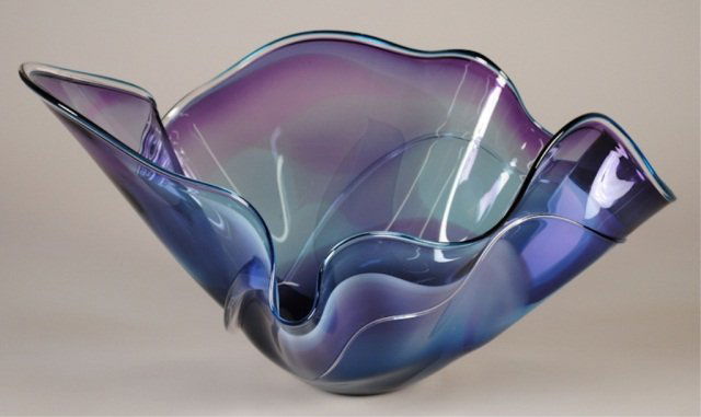 Free Form Art Glass Bowl Signed Susan Glass '95 : Lot 355