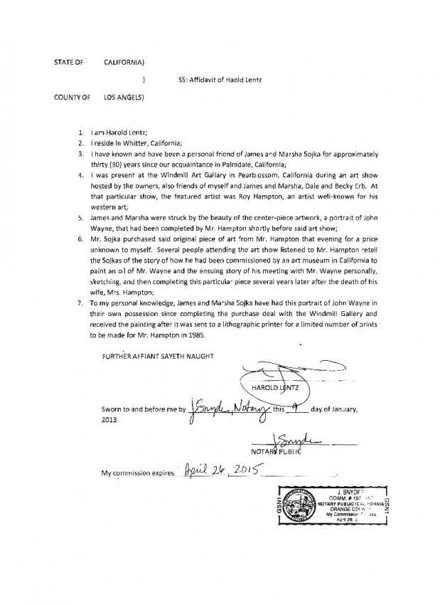 RARE JOHN WAYNE PORTRAIT PAINTING BY ROY HAMPTON : Lot 1166