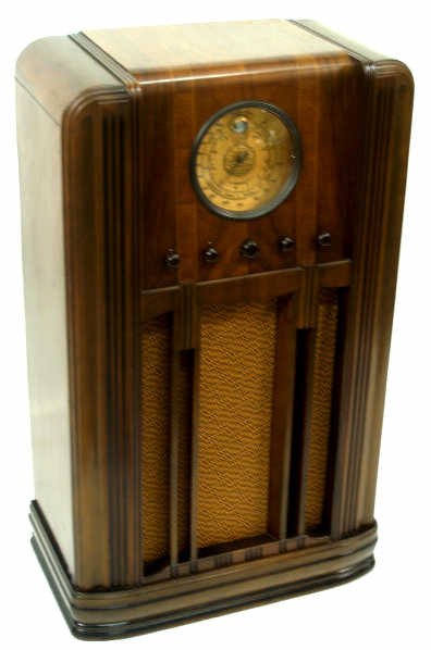 491: SILVERTONE MAGIC TUNING EYE CONSOLE RADIO RESTORED : Lot 491
