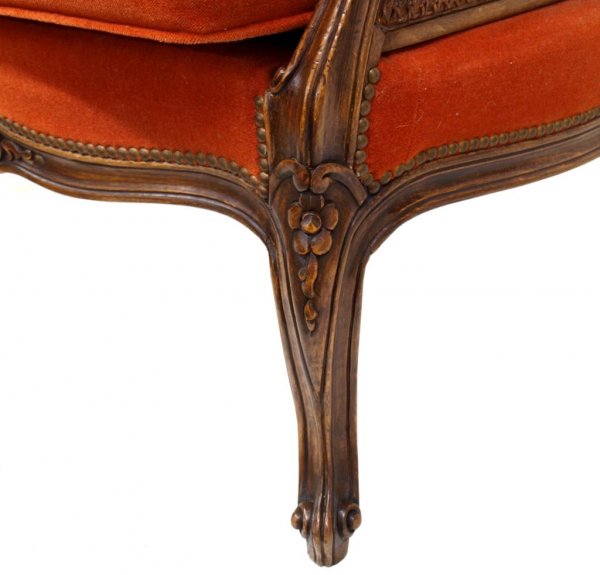 FRENCH LOUIS XV STYLE WALNUT & CANE CANOPY CHAIR : Lot 276