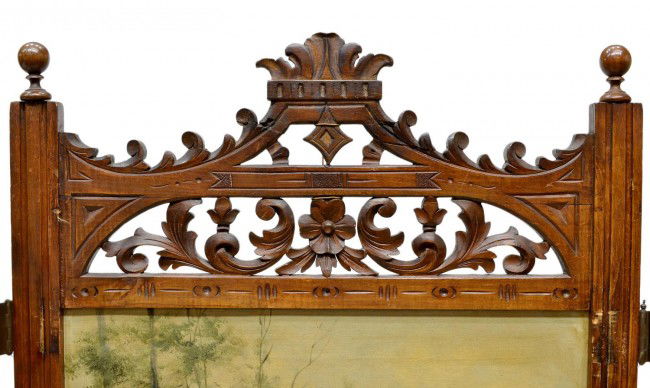 657: VICTORIAN DRESSING SCREEN, ARTIST SIGNED PAINTING : Lot 657