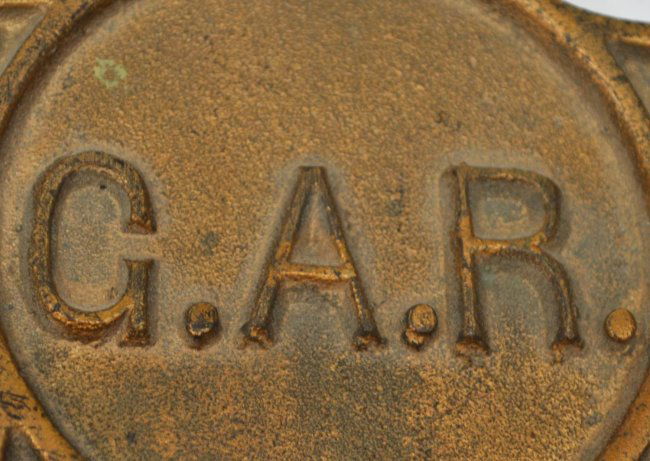 U.S. CIVIL WAR BRASS G.A.R. GRAVE MARKER : Lot 32A