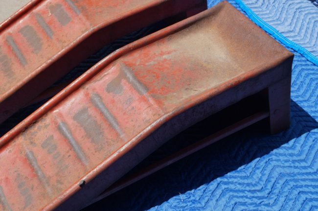 Pair Of Vintage Red Steel Car Ramps : Lot 136