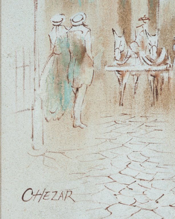 Boris Chezar Oil/Sand Painting on Canvas : Lot 217