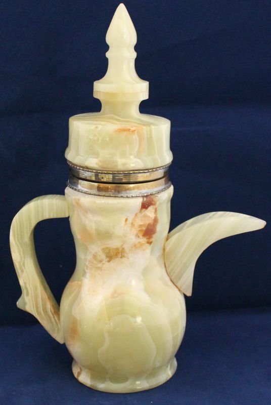 VTG ARABIC GREEN ONYX TEA POT / SET WITH CUPS + MORE : Lot 8