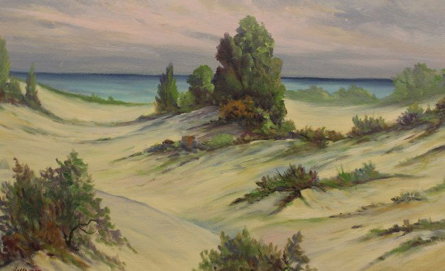 LISTED ARTIST MICHAEL HASSELBAR 1940s SEASIDE XJ : Lot 179