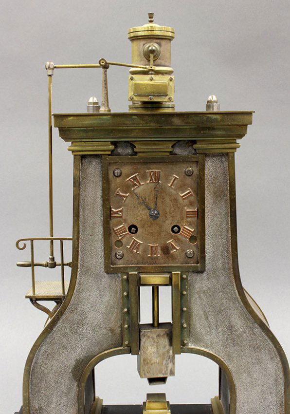 Guilmet "Steam Hammer" table clock, circa 1890 : Lot 6457