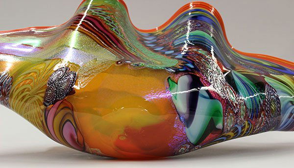 James Nowak large clam shell art glass sculpture. : Lot 2014