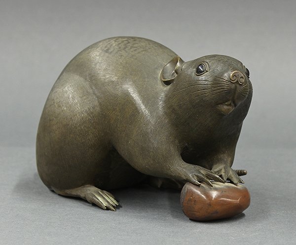 Japanese Bronze Rat, Meiji : Lot 8037