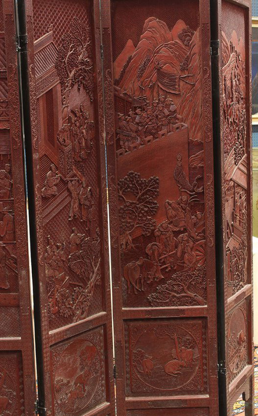 Chinese Cinnabar Lacquer Screen : Lot 3163