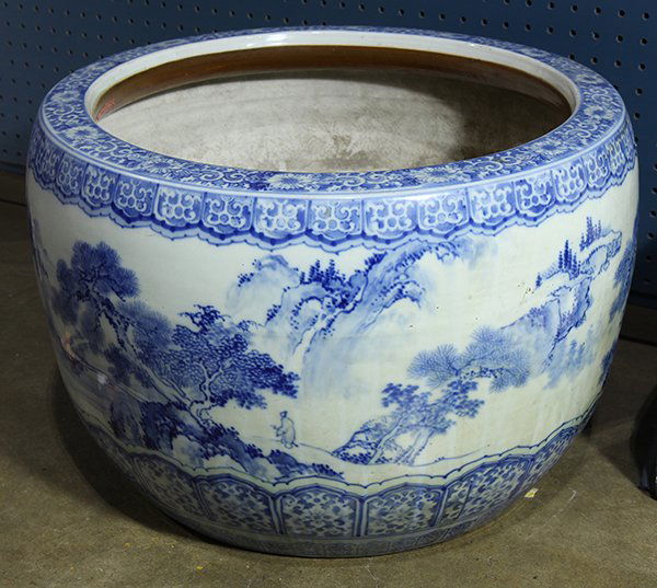 Japanese Large Ceramic Hibachi Blue-and-White : Lot 110A