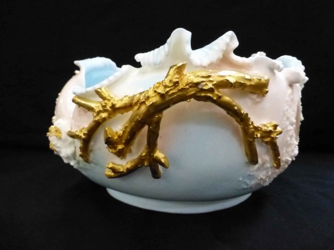 Lotus Ware American Belleek Rustic Twig Handle 13" Bowl : Lot 88