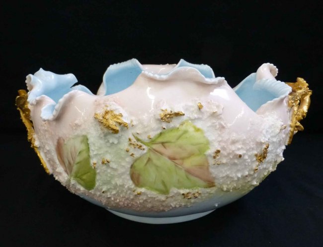 Lotus Ware American Belleek Rustic Twig Handle 13" Bowl : Lot 88