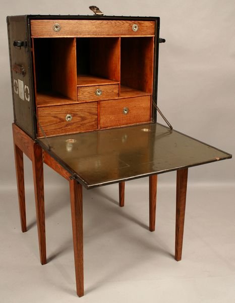5226: WWII ARMY 'FIELD' DESK ON CUSTOM OAK BASE : Lot 5226