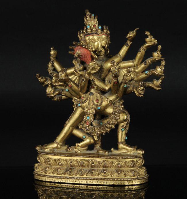 An Important Gilt Bronze Figure of Yamantaka : Lot 225