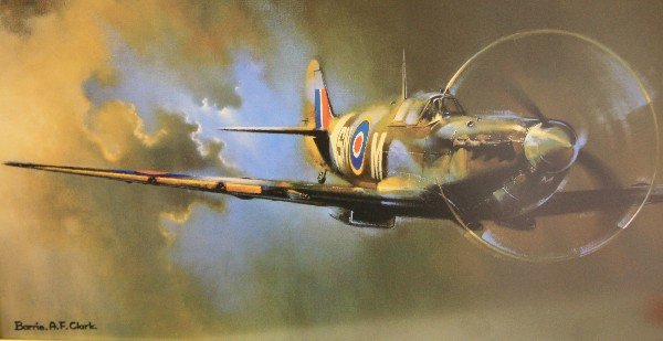 SPITFIRE BY BARRIE A.F. CLARK FRAMED LITHO-POSTER : Lot 7543