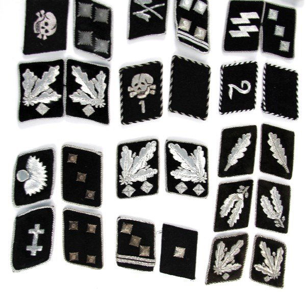 38 WWII SS COLLAR INSIGNIA DEATH HEAD AND RANK : Lot 9432