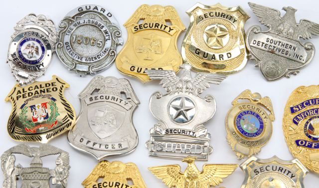 COLLECTION OF 25 VINTAGE SECURITY OFFICER BADGE : Lot 3331