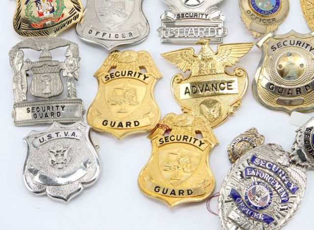 COLLECTION OF 25 VINTAGE SECURITY OFFICER BADGE : Lot 3331