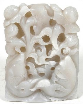 Chinese Carved Jade Koi Fish Sculpture : Lot 73