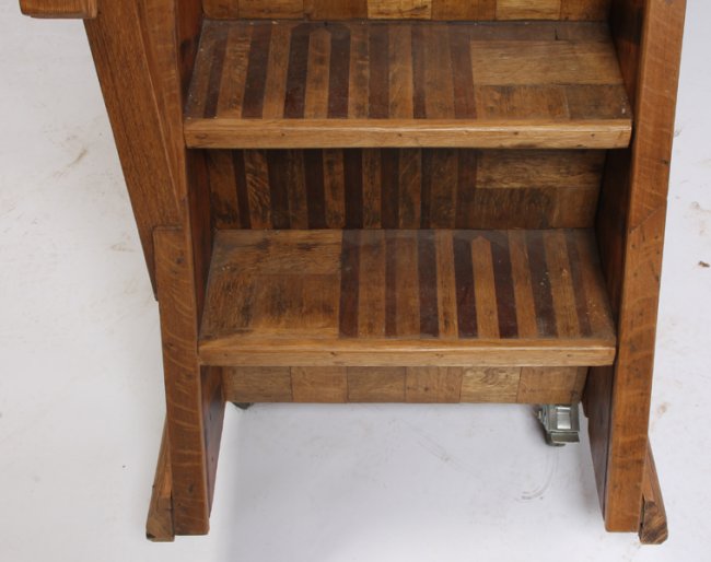 500: 7 STEP OAK SET PORTABLE LIBRARY STAIRS : Lot 500